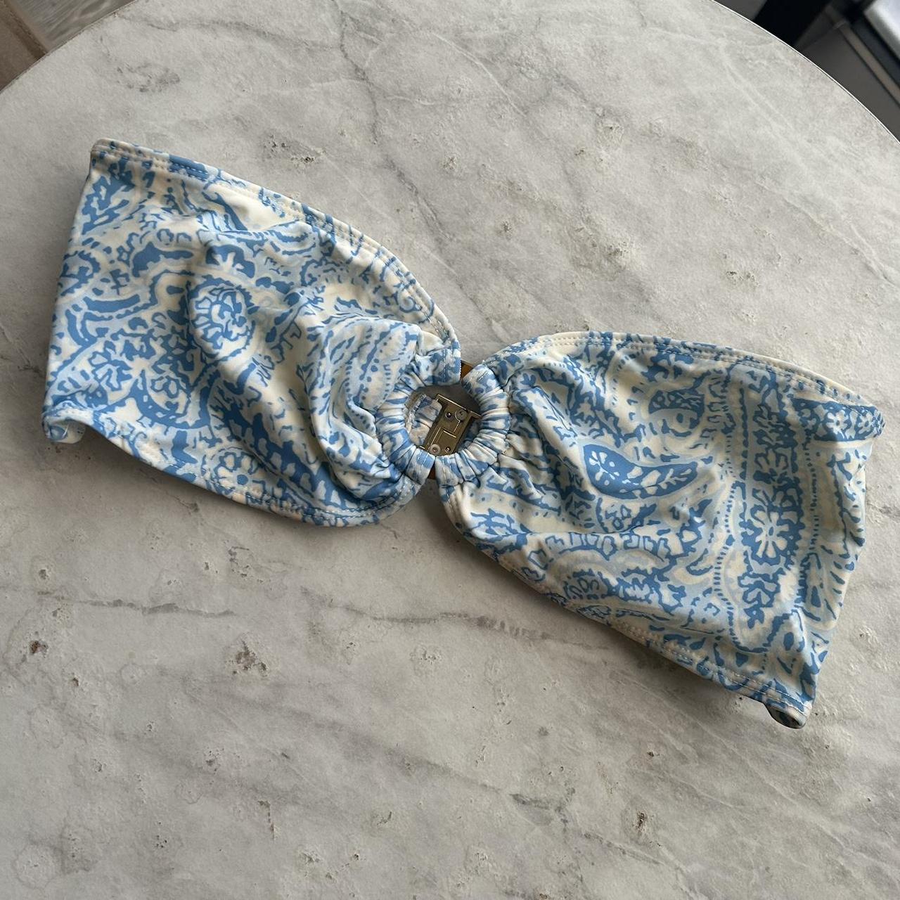 Faithfull The Brand Blue and white floral printed... - Depop