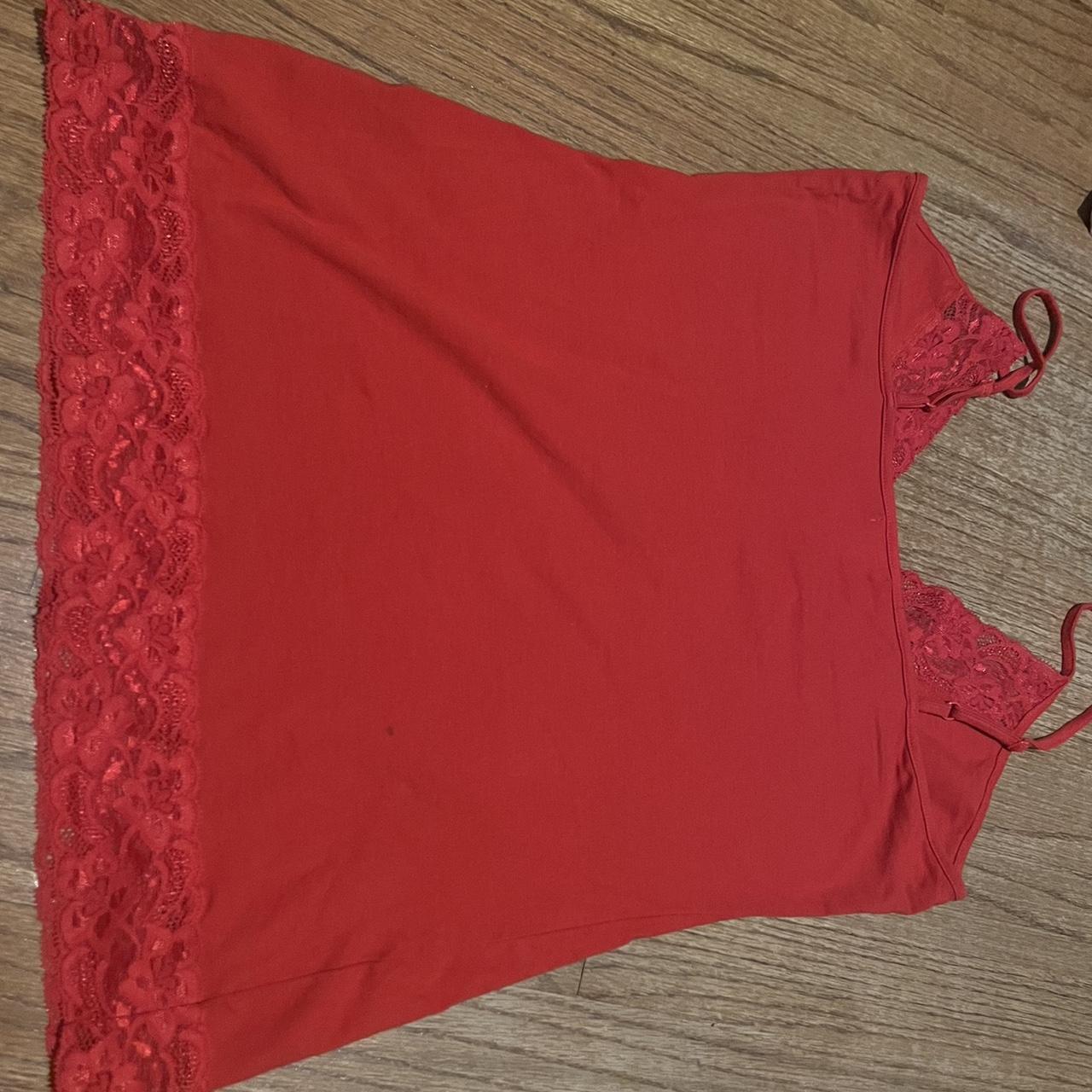 Cute bright red lace tank top, halogen. - Depop