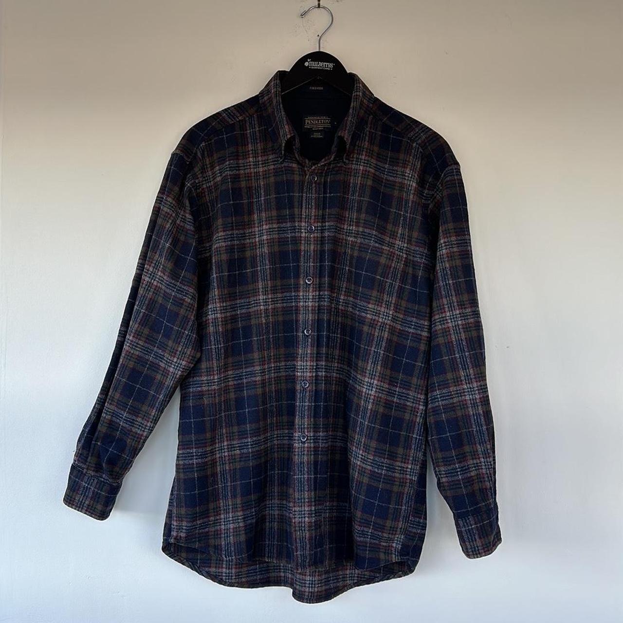 Size L, Pendleton Wool Shirt. Blue Plaid. - Depop