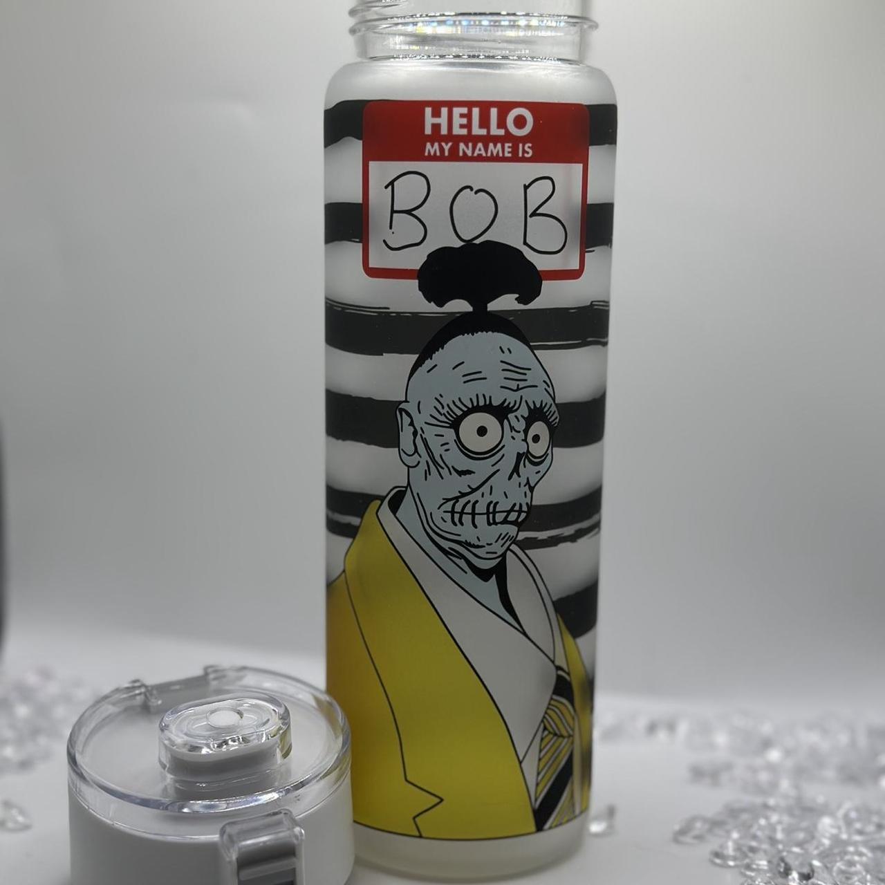 Bob Beetlejuice inspired 20 oz glass water bottle... - Depop