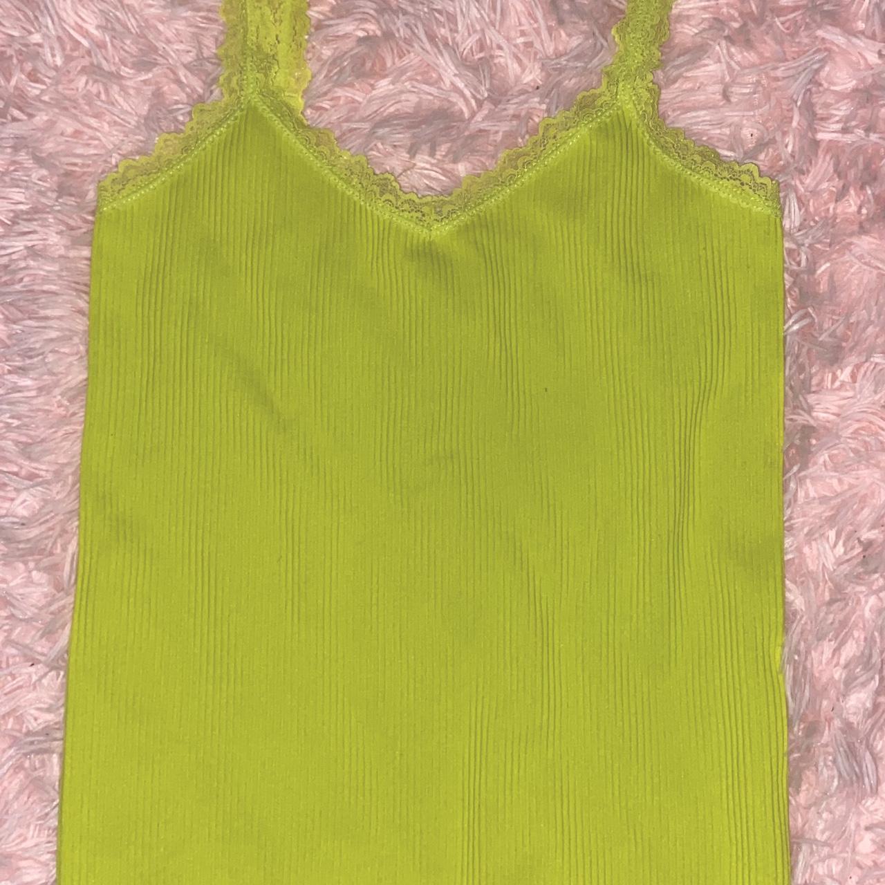 Green Laced Skin Tight Tank Top Smallmedium Depop