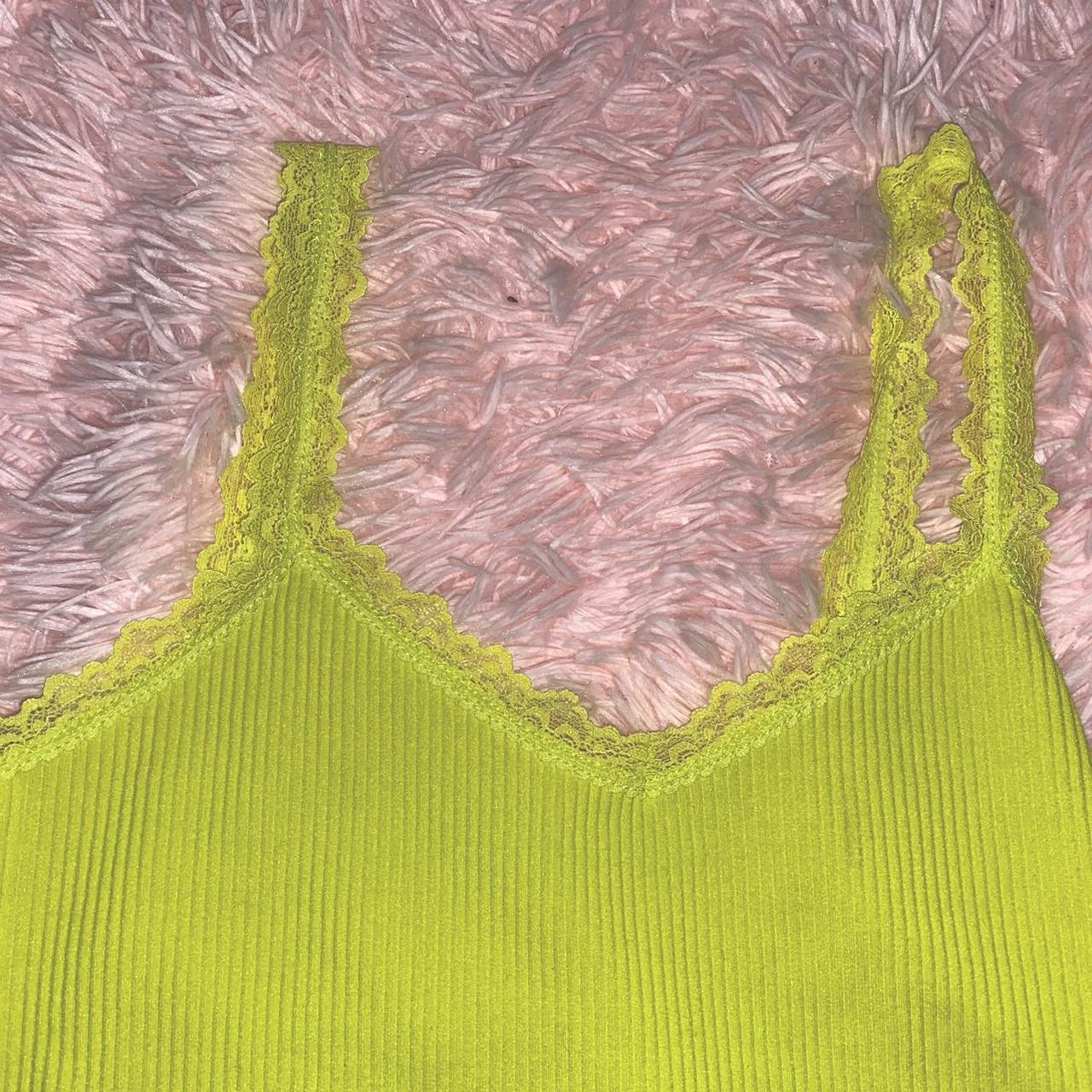 Green Laced Skin Tight Tank Top Smallmedium Depop