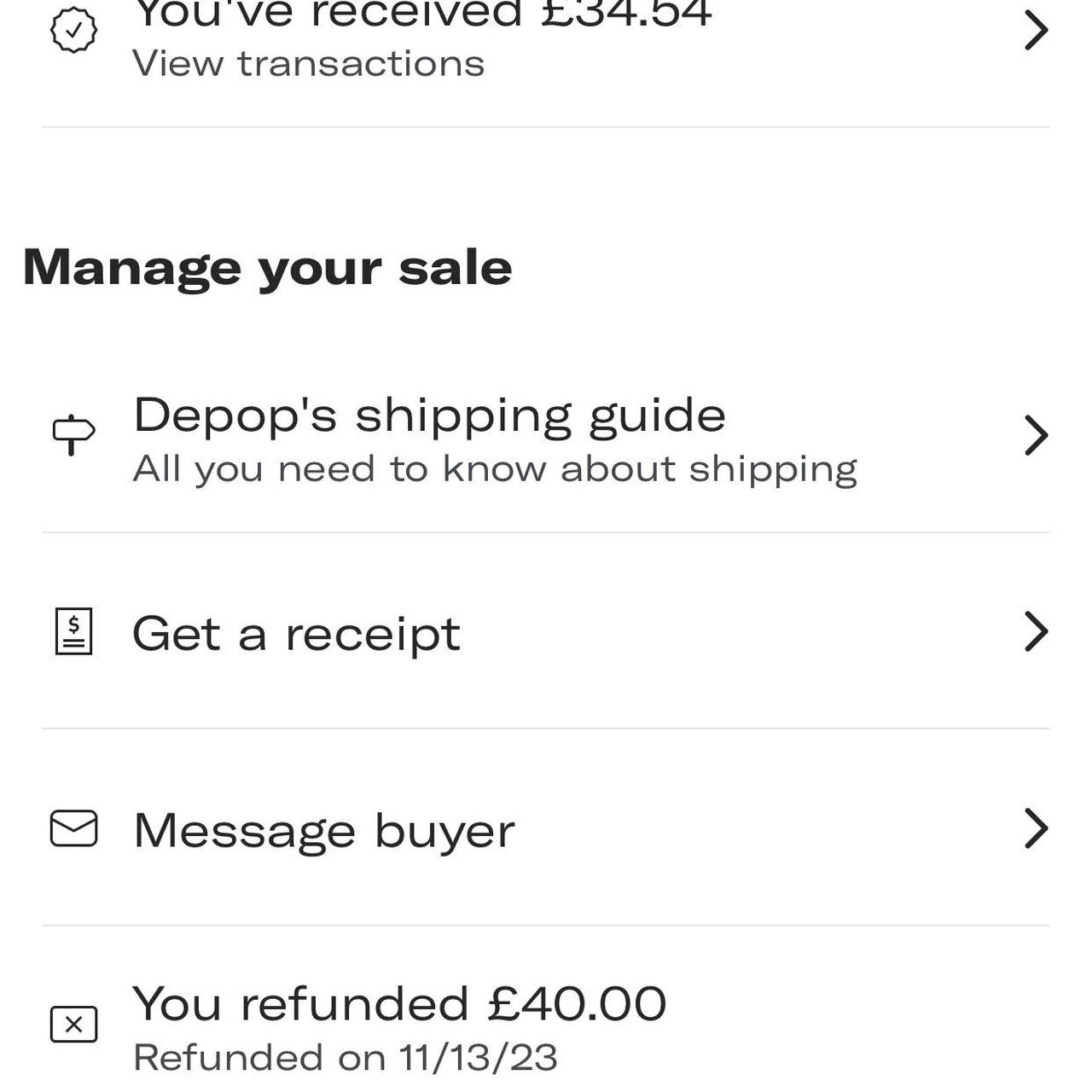 Proof of refund @intepententdepopshop - Depop