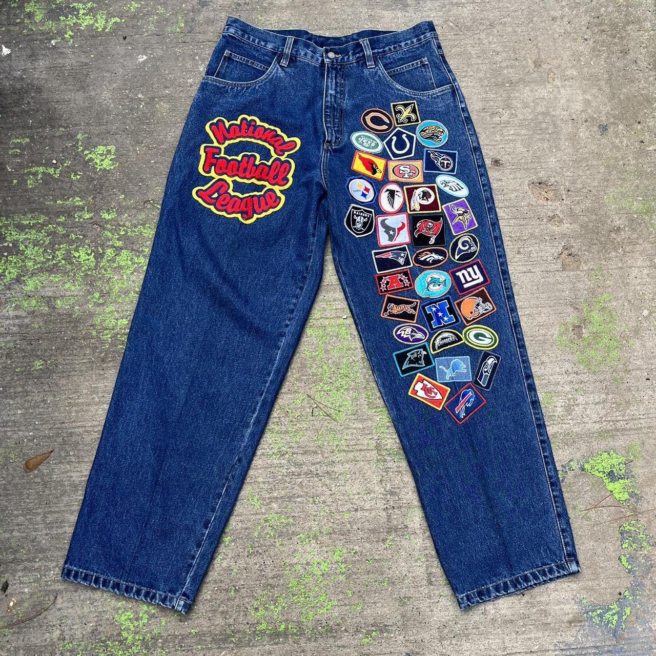 Vintage Reebok Mens Blue Jeans Size 36 NFL Football... - Depop