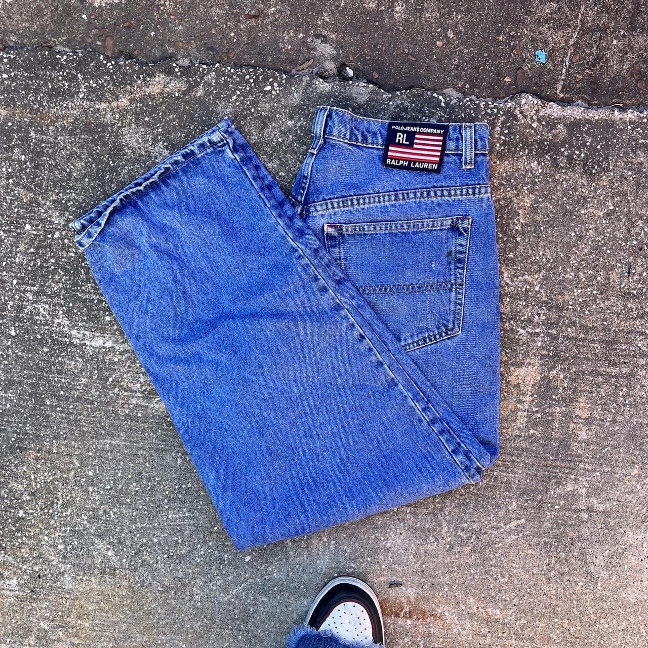 Blue denim polo jeans sz 33x30 - Depop