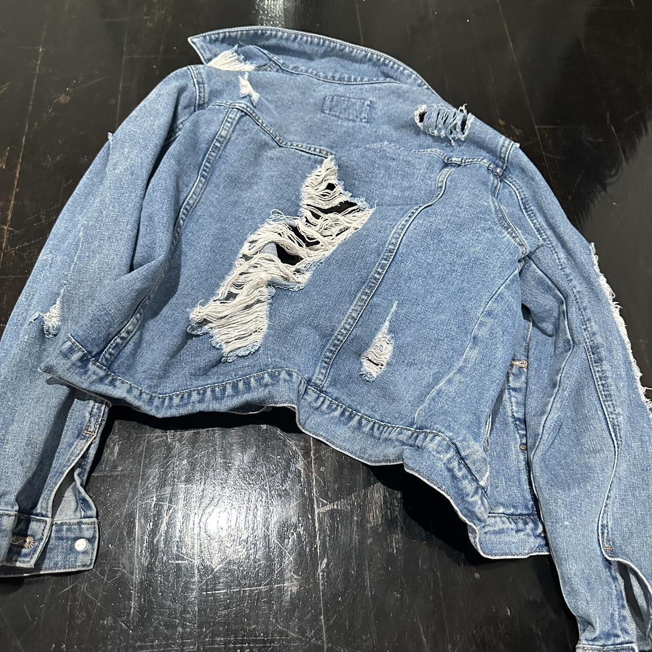 Distressed Jean jacket - Depop