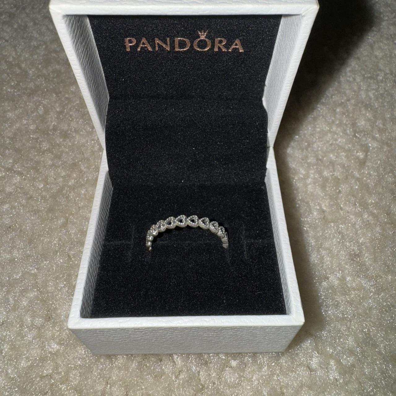 Pandora Band of Hearts Ring Size: 8 No Tarnished... - Depop
