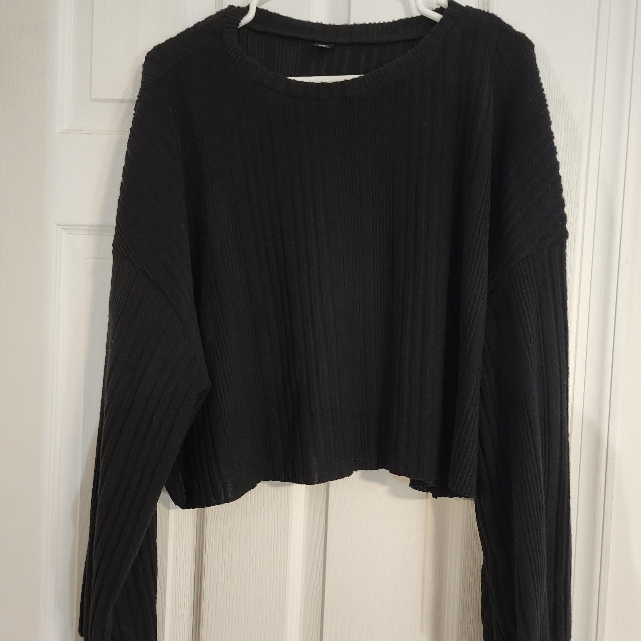 Black Cropped Ribbed Sweater Super soft fabric! - Depop