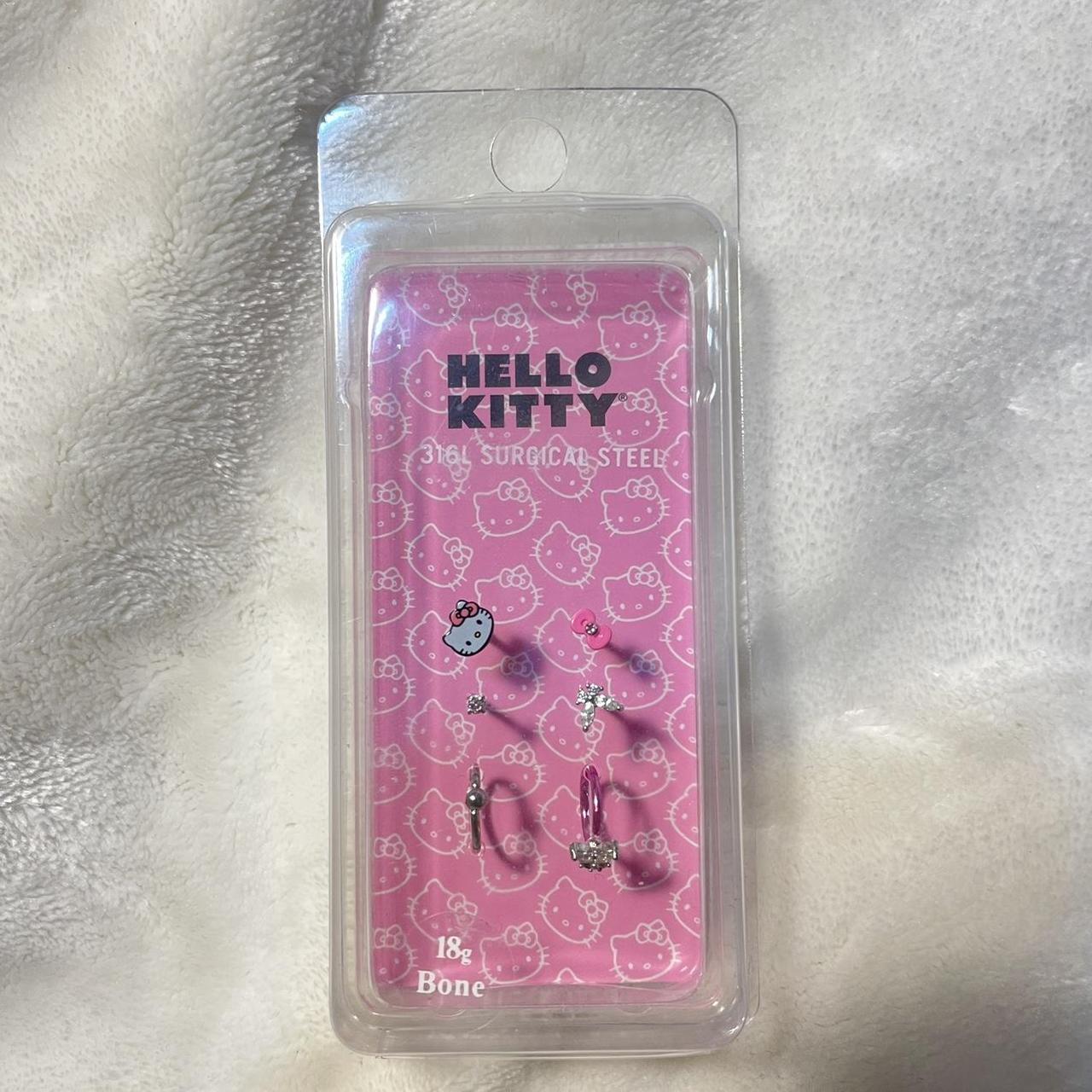 Hello Kitty 1.5" silver steel nose jewelry 🎀 -18g bone - Depop