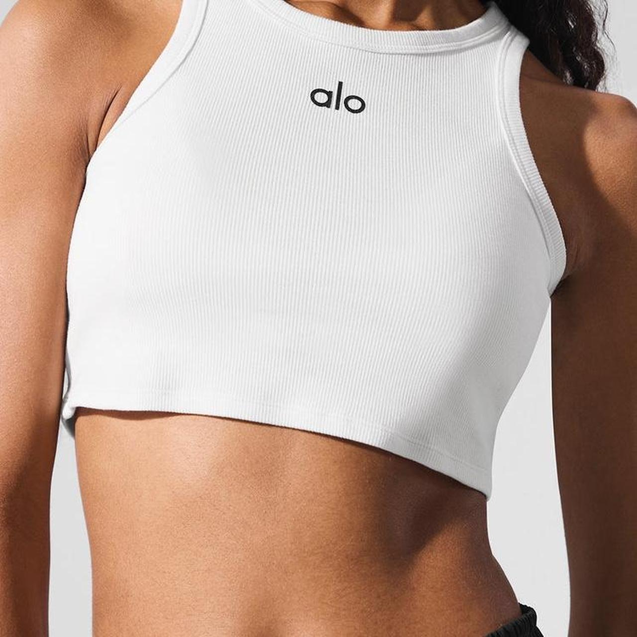 alo yoga aspire white tank top, size L. BRAND NEW... | Depop