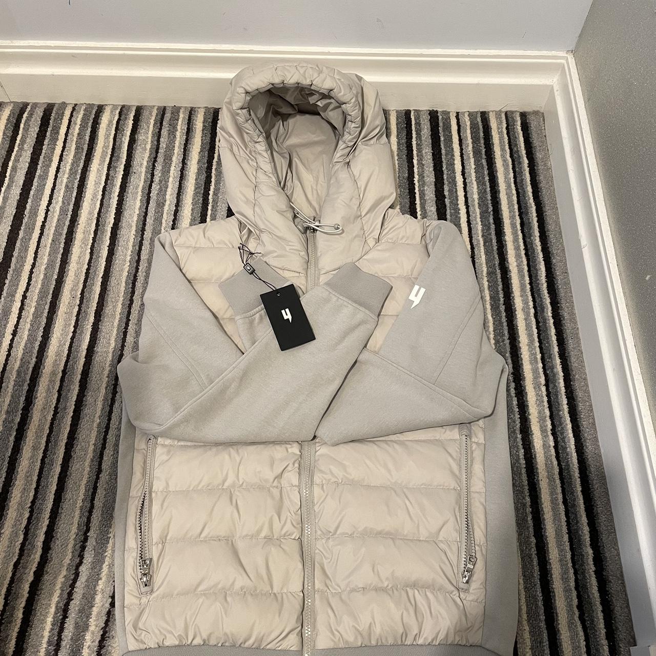 Grey Yelir world Quilted panel jacket size small In... - Depop