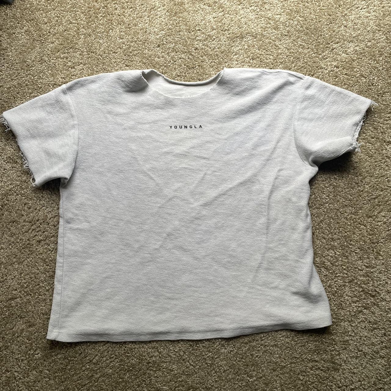 Youngla reversible tee, cream. Size M fits small - Depop