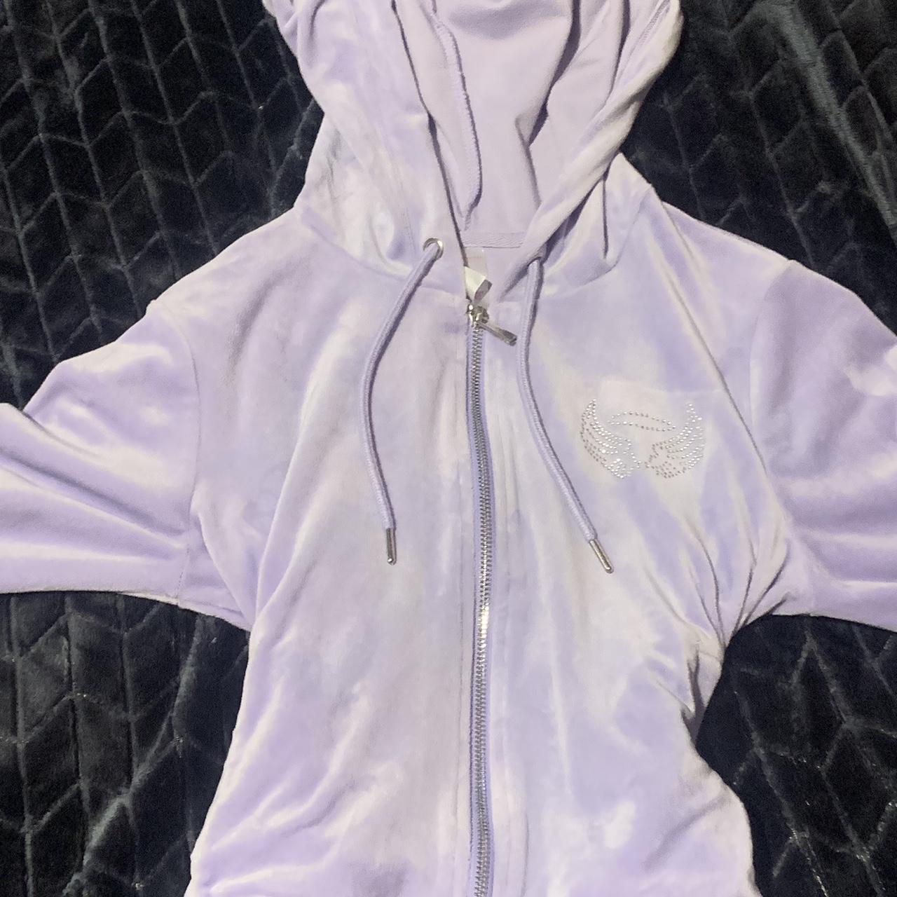 Medium light purple y2k angel rhinestone tracksuit... - Depop