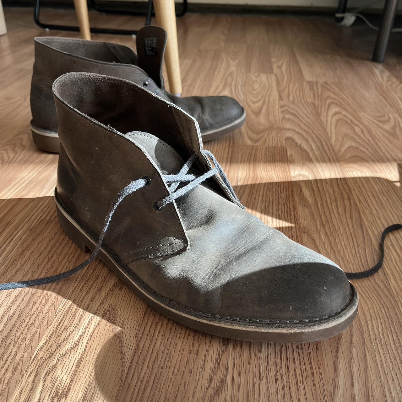 Clarks Gray Desert Boots 11.5 US. These boots have... - Depop
