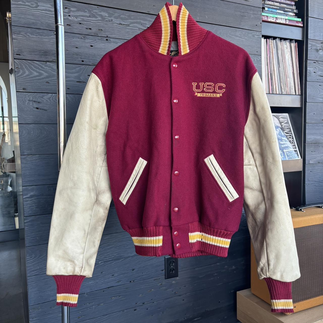 70/80’s USC Trojans varsity jacket Leather worn... - Depop