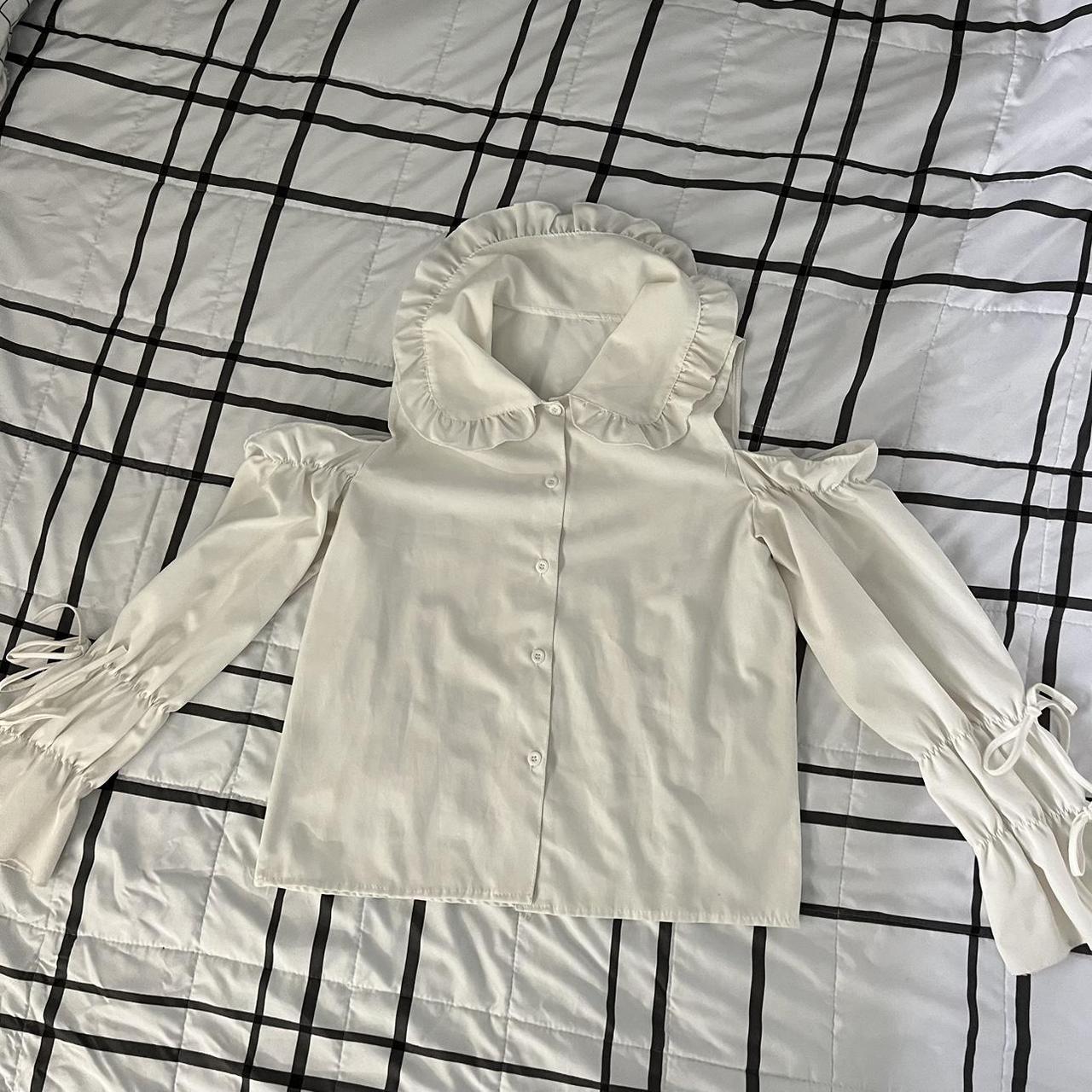 aliexpress kawaii cold shoulder blouse asia size... - Depop