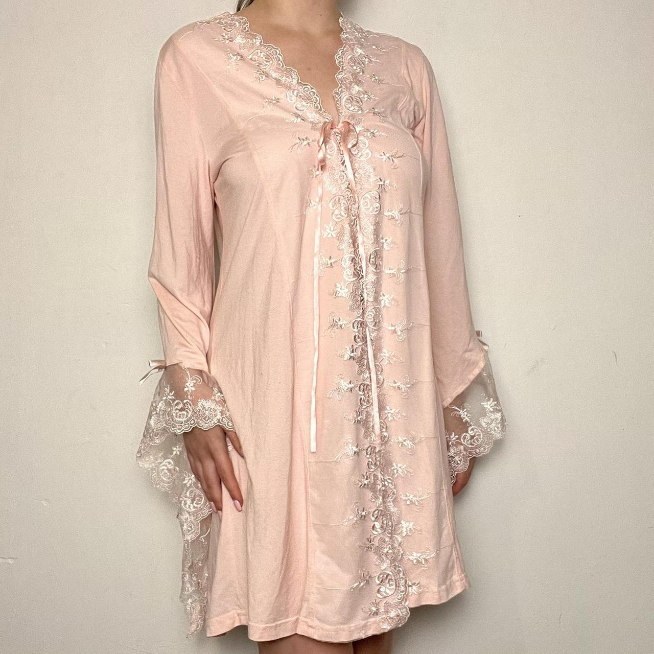 pink coquette lace robe with bows such a gorgeous... - Depop
