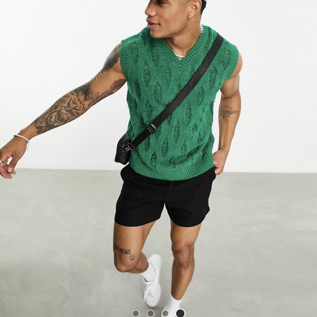 ASOS knitted textured vest in green Size M Brand new... - Depop