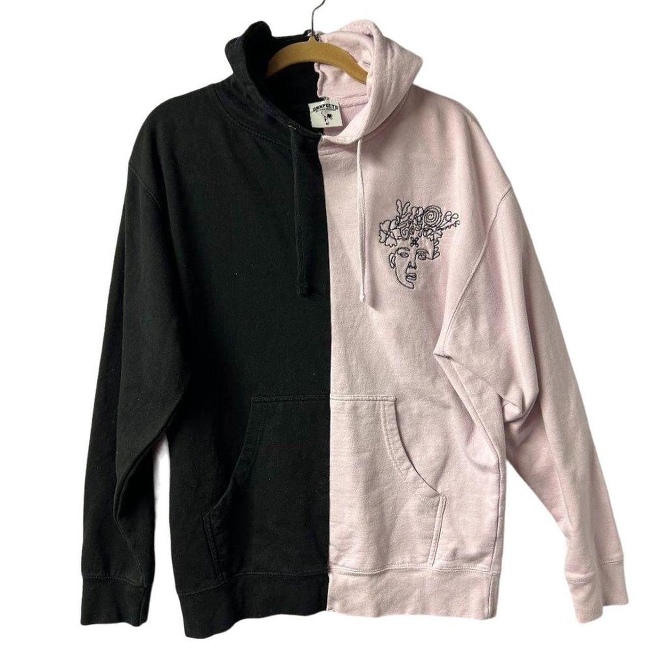 Unxpectd split color hoodie- Womans size... - Depop
