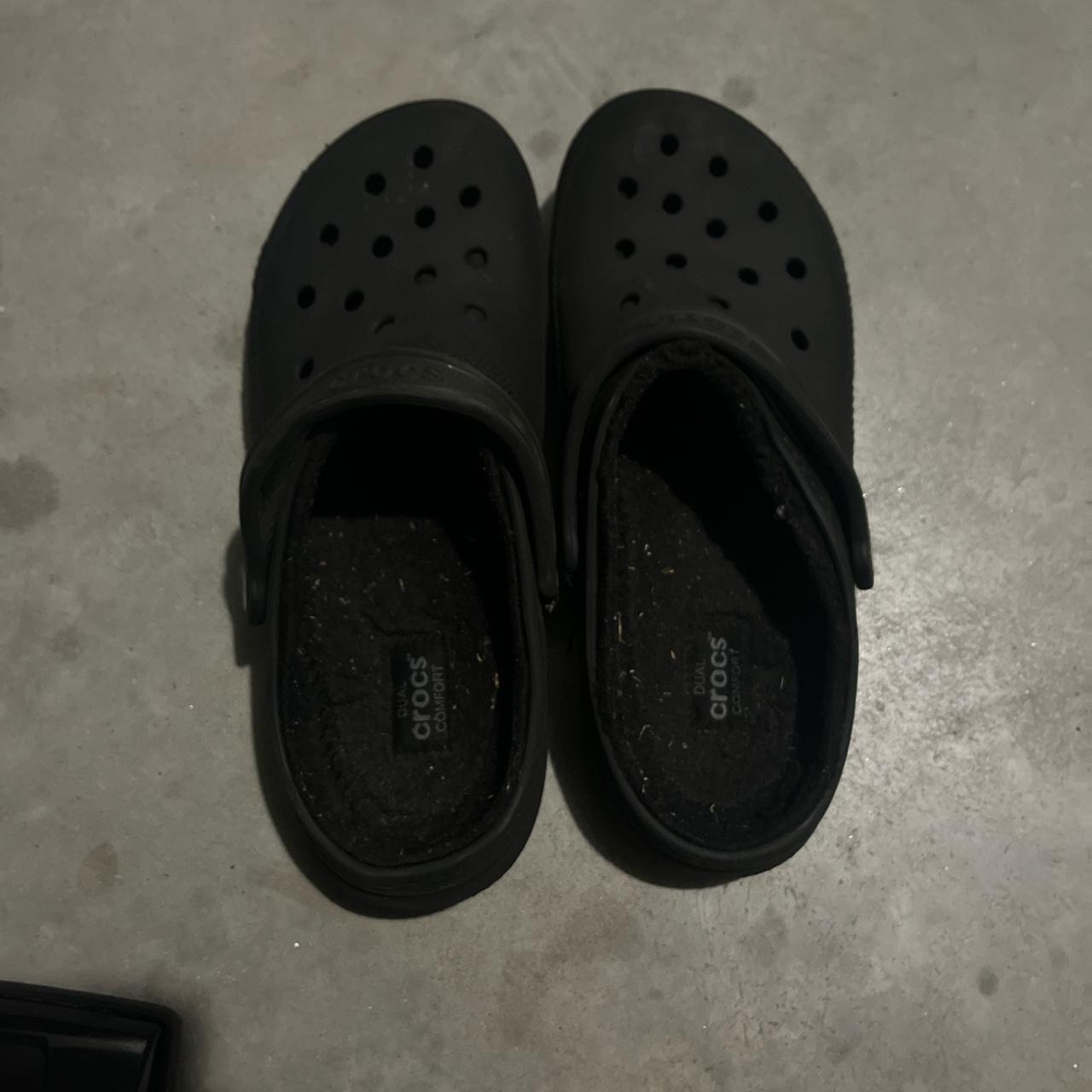 MENS SIZE 11 Fur Insulated Crocs Black #crocs #black... - Depop