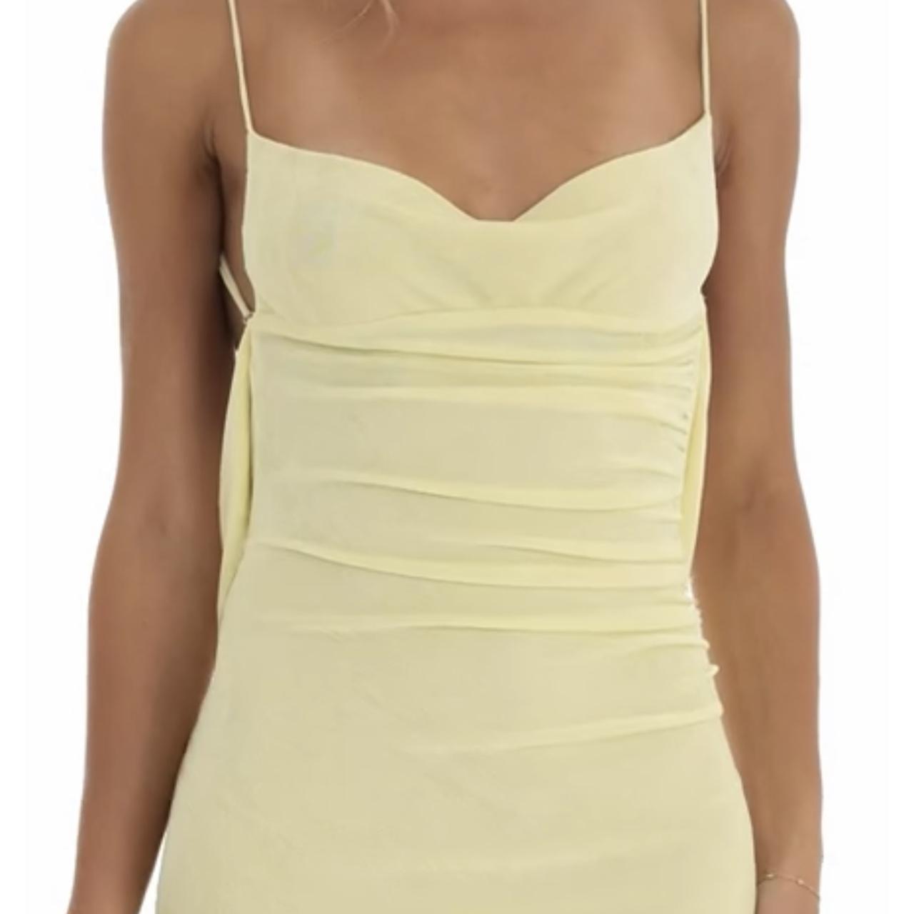 LUCY IN THE SKY yellow hoco dress prettiest yellow... - Depop