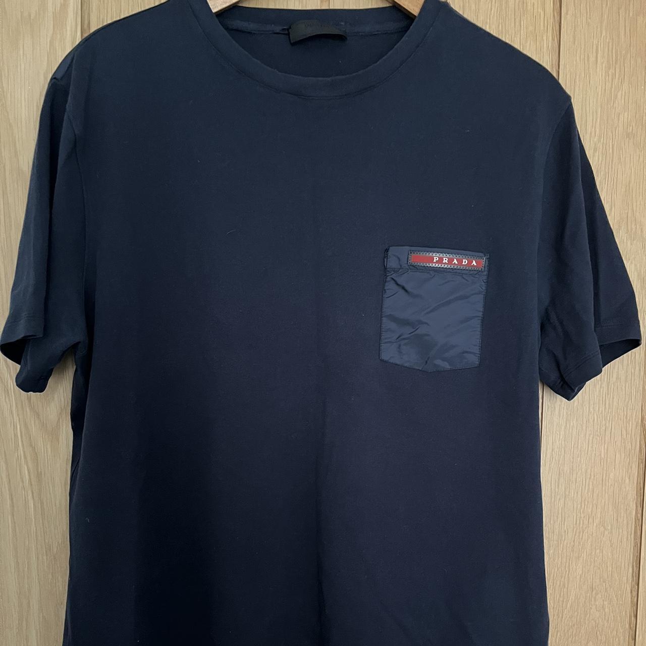 Navy blue Prada pocket T-shirt in size XXL however... - Depop
