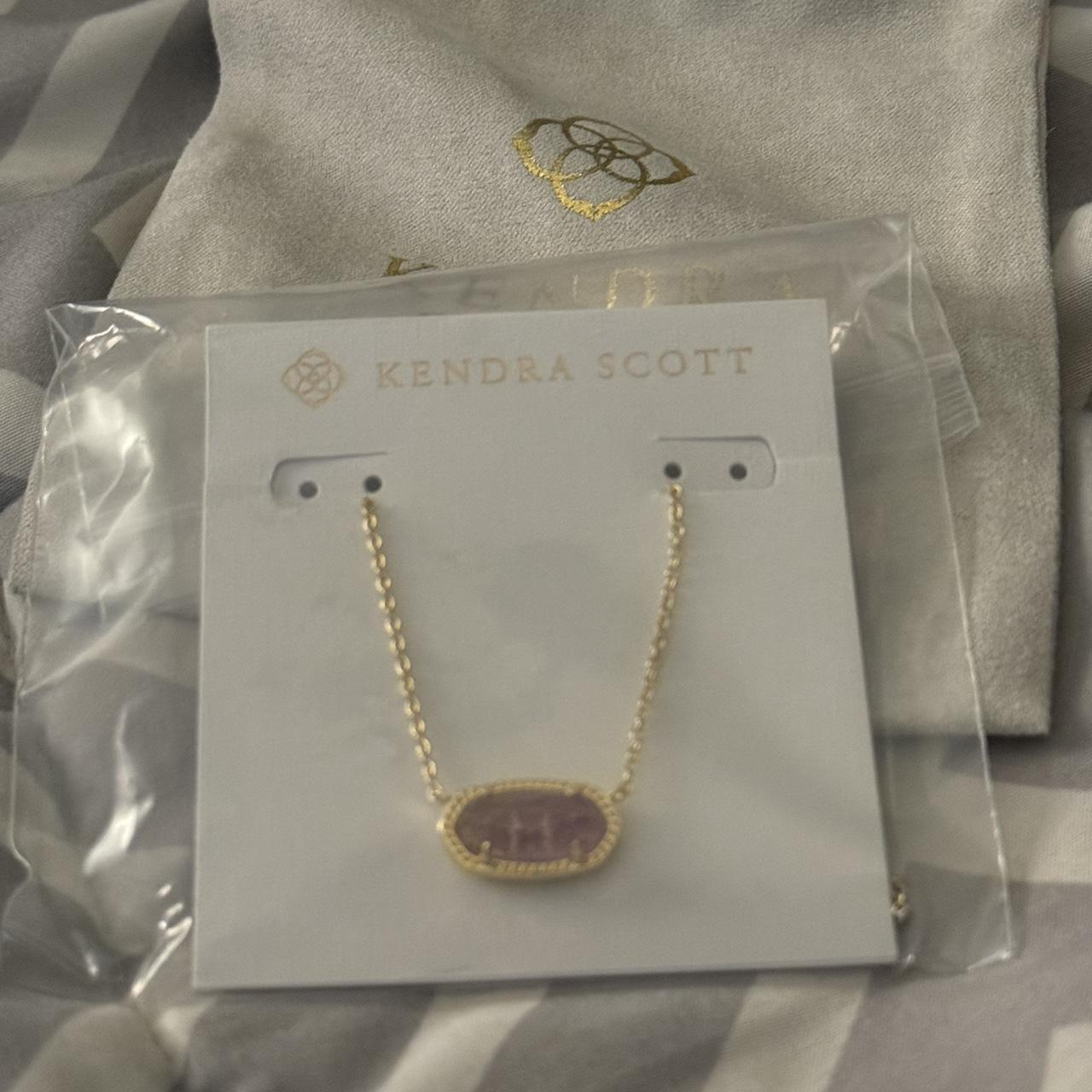 purple stone with gold chain kendra scott necklace... - Depop
