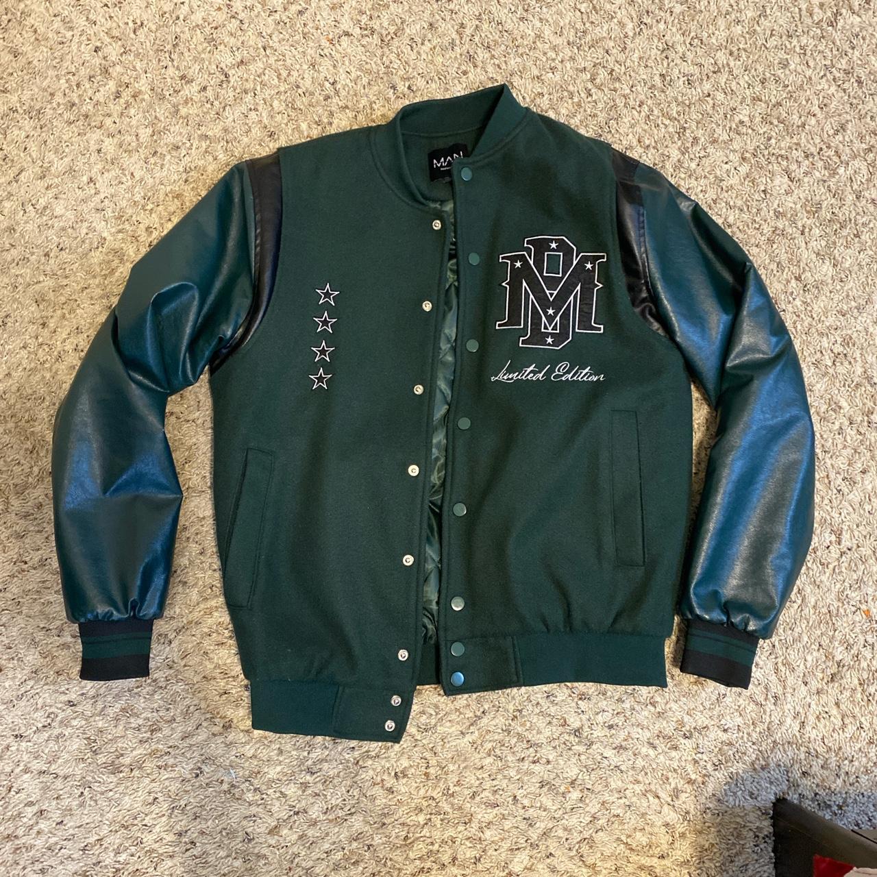 Graphic Varsity Jacket - Depop