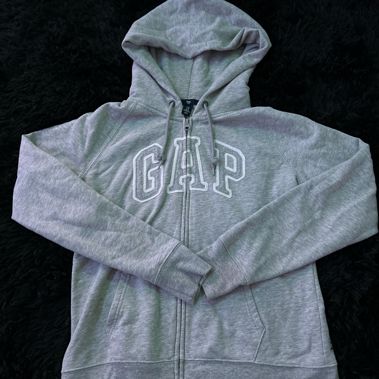 medium grey gap zip up jacket - Depop