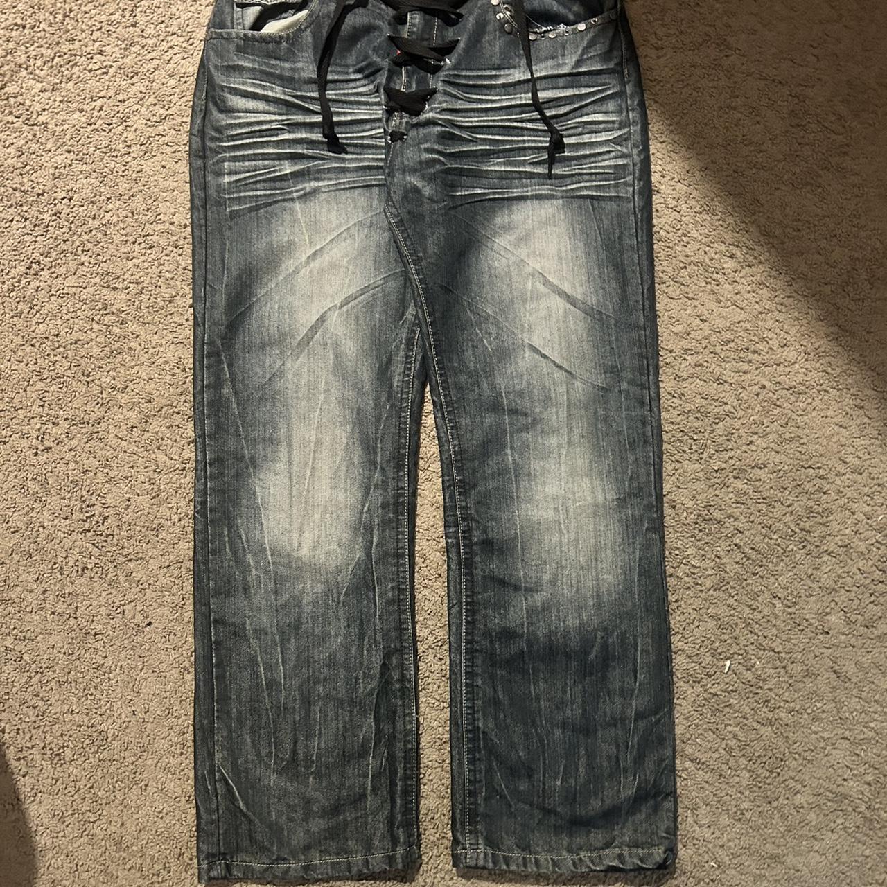 Crazy Wash, Ultra detailed blue bootcut jeans with... - Depop