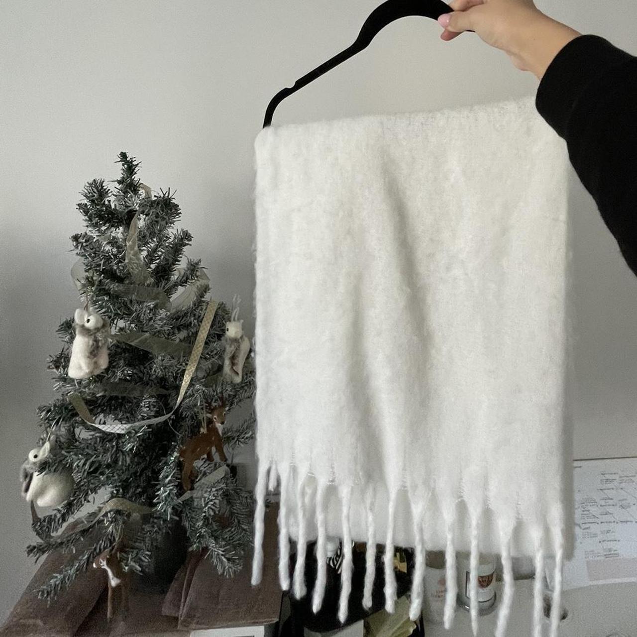 Luxury cashmere winter white scarf for women... - Depop