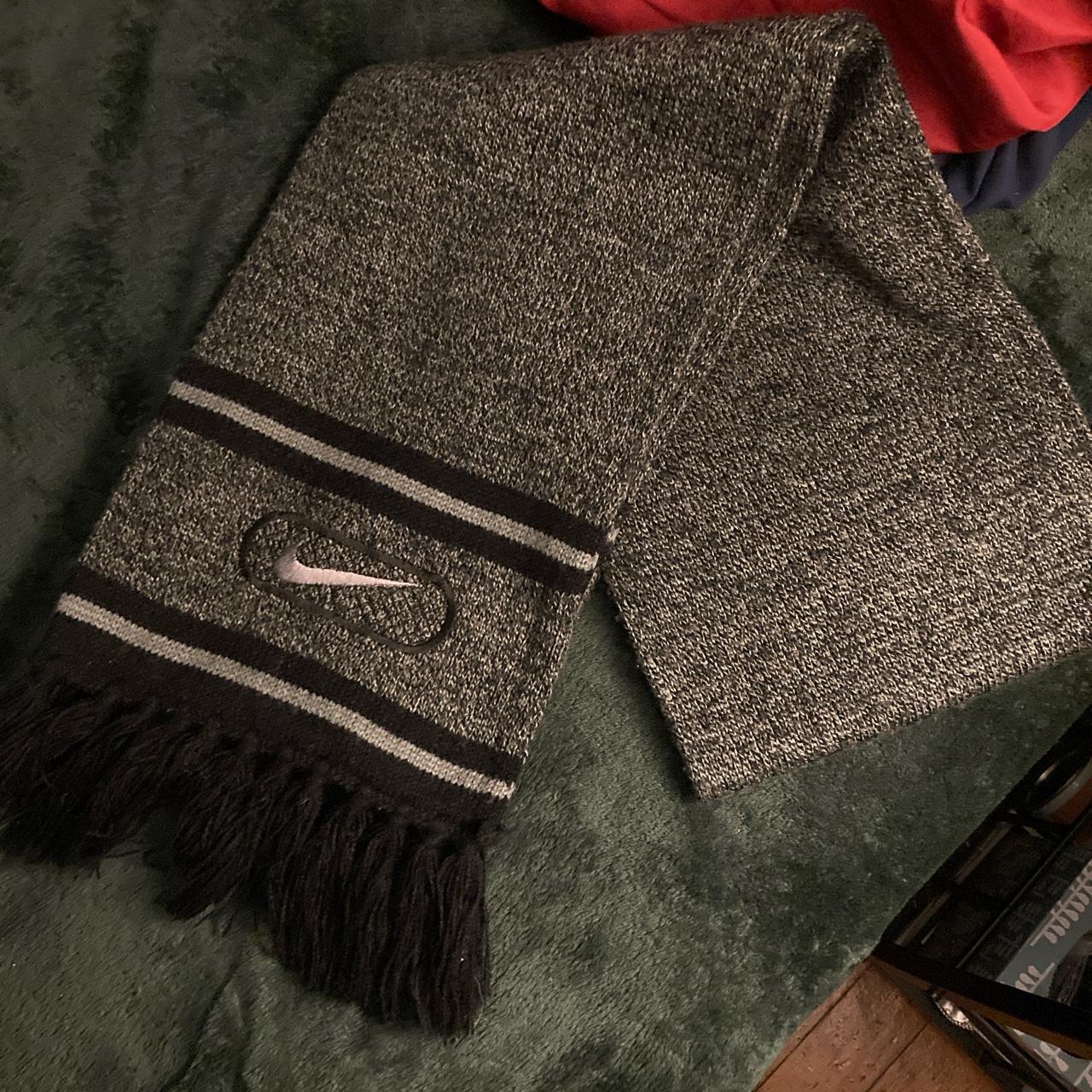 Vintage 90s embroidered gray Nike scarf. - Depop