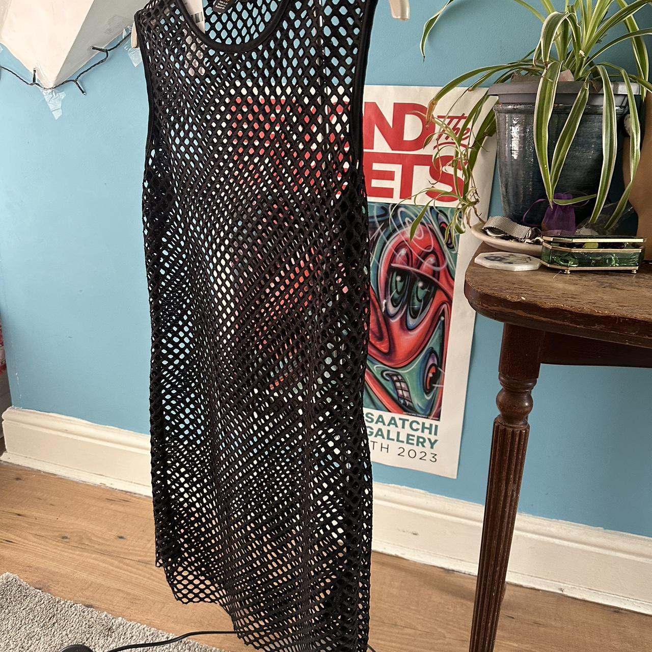 Black fishnet mesh dress/ perfect for festivals/... | Depop