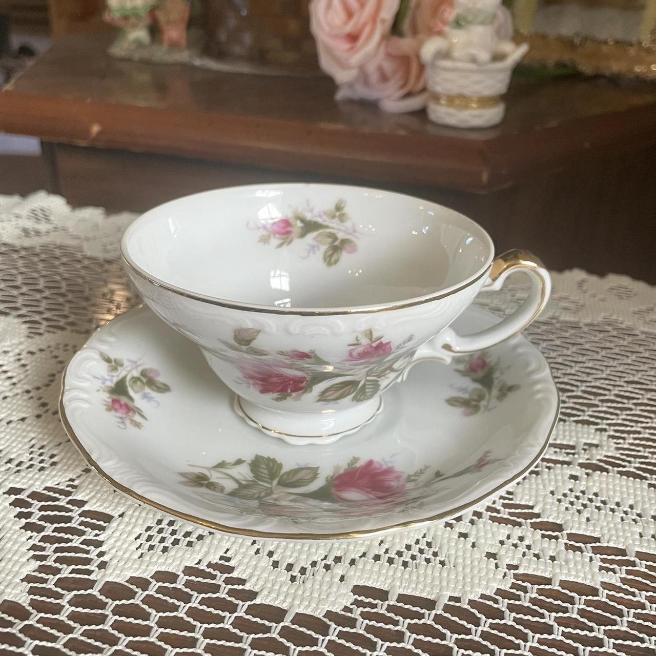 Vintage Ucagco Old Rose Tea Cup and Saucer set ＊As... | Depop