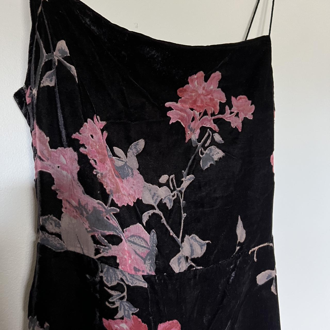 black velvet short floral dress perfect for all... - Depop