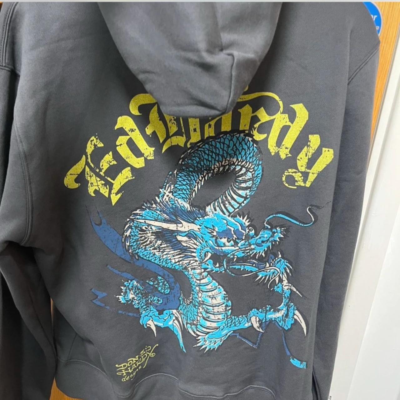 Grey and blue Ed Hardy hoodie #skater | Depop