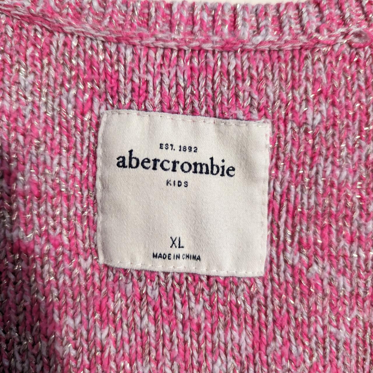 Abercrombie & Fitch sweater, pink with silver knit... - Depop