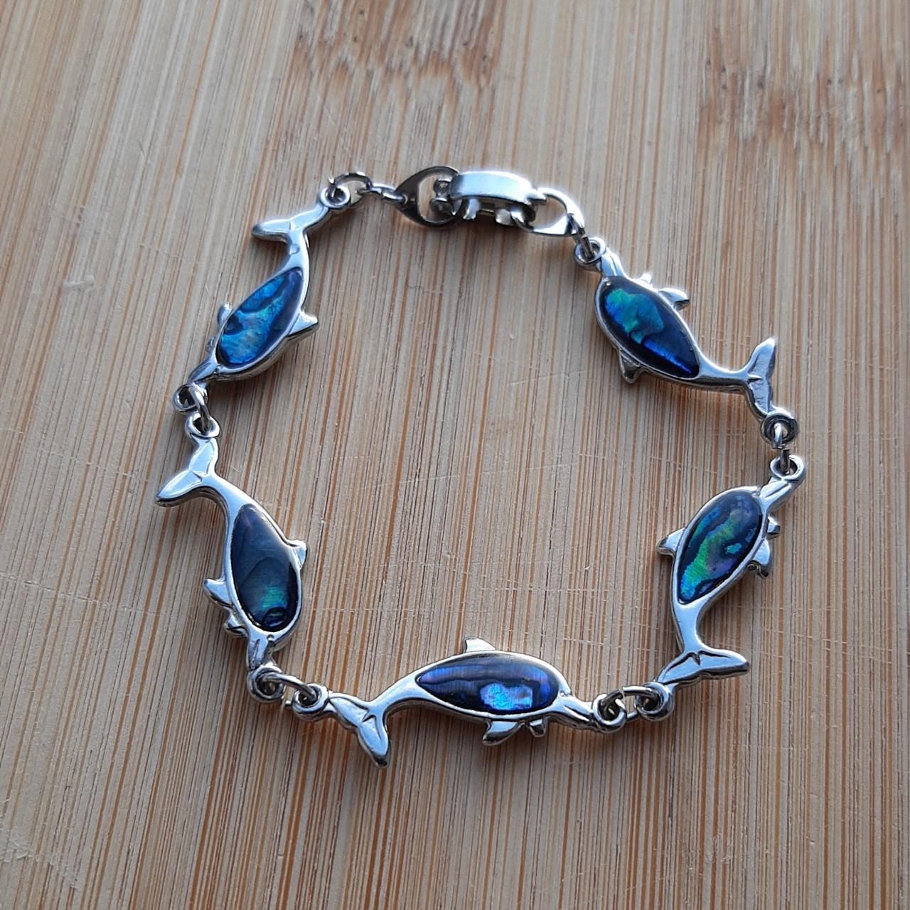 Silver plated paua shell link bracelet. In the... - Depop