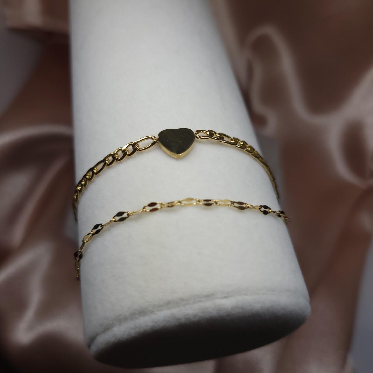 Gold Double Chain Heart Bracelet Stainless steel 💪... - Depop