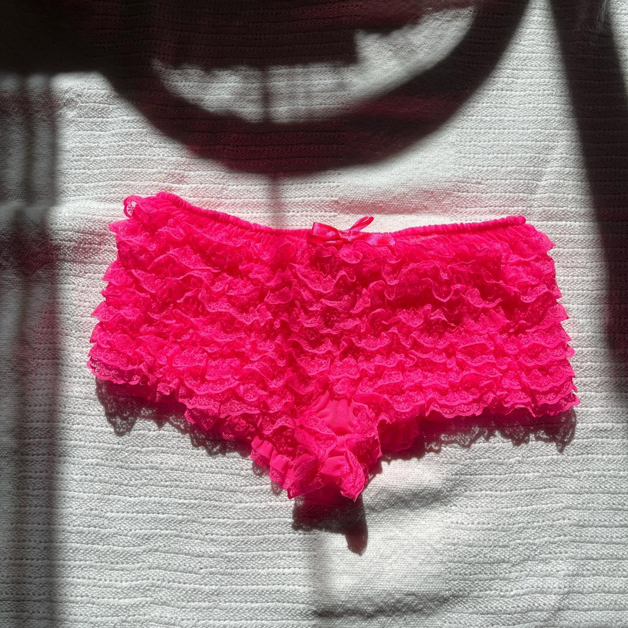 Pink lingerie ruffle underwear, never worn, tag is... - Depop