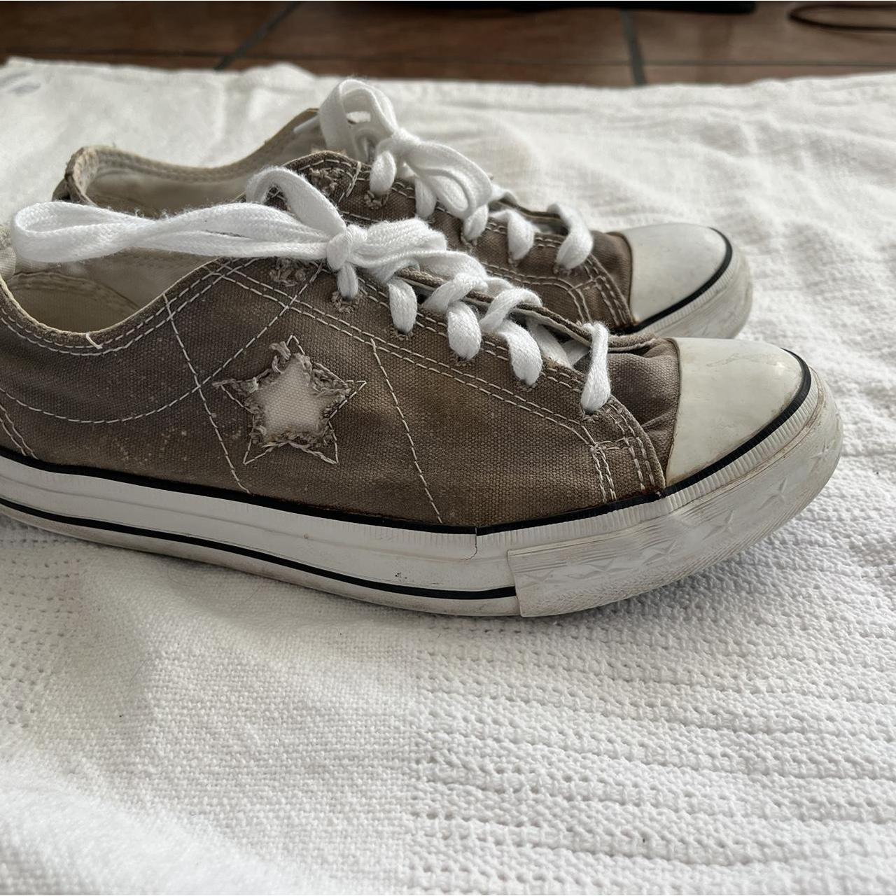 Washed out converse with stars on the side, they... - Depop
