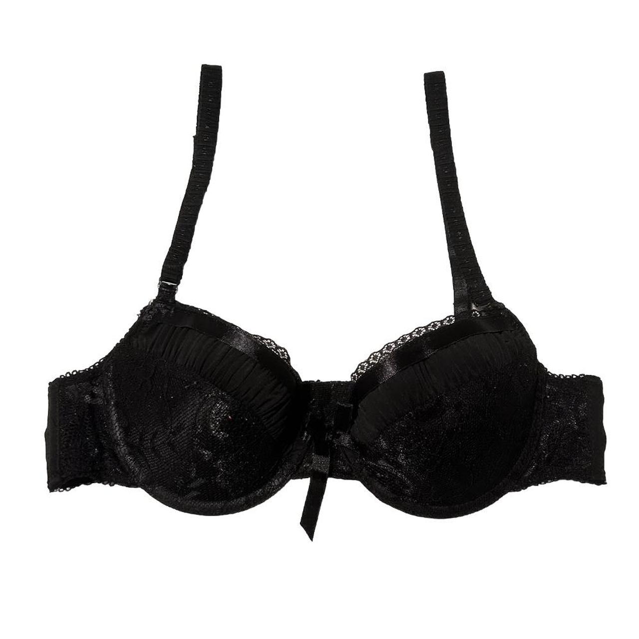 Black lace bra with bow detail in front -no... - Depop