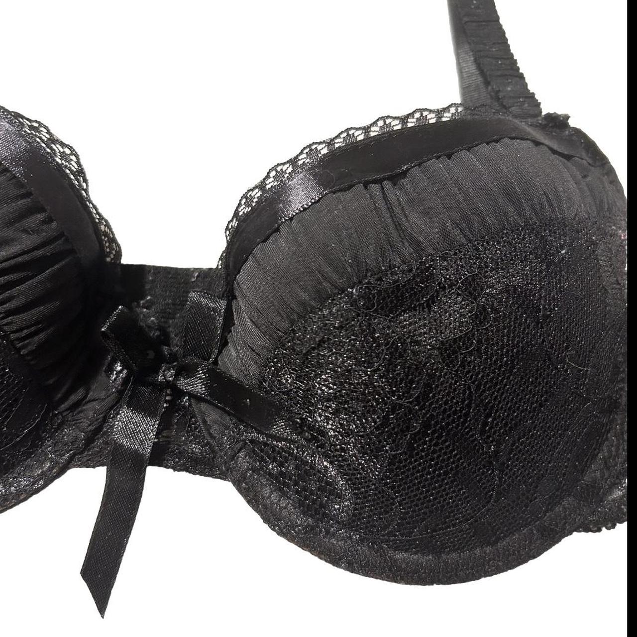 Black lace bra with bow detail in front -no... - Depop