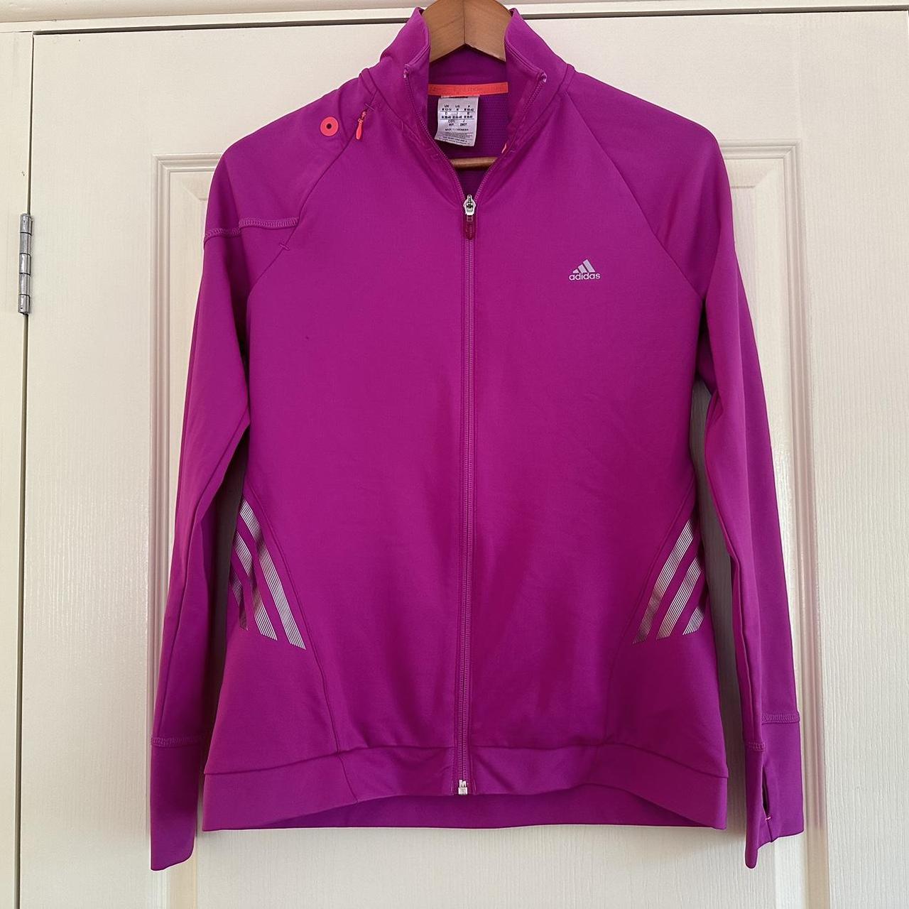 Adidas purple jacket Size M Thumb holes Corded... - Depop