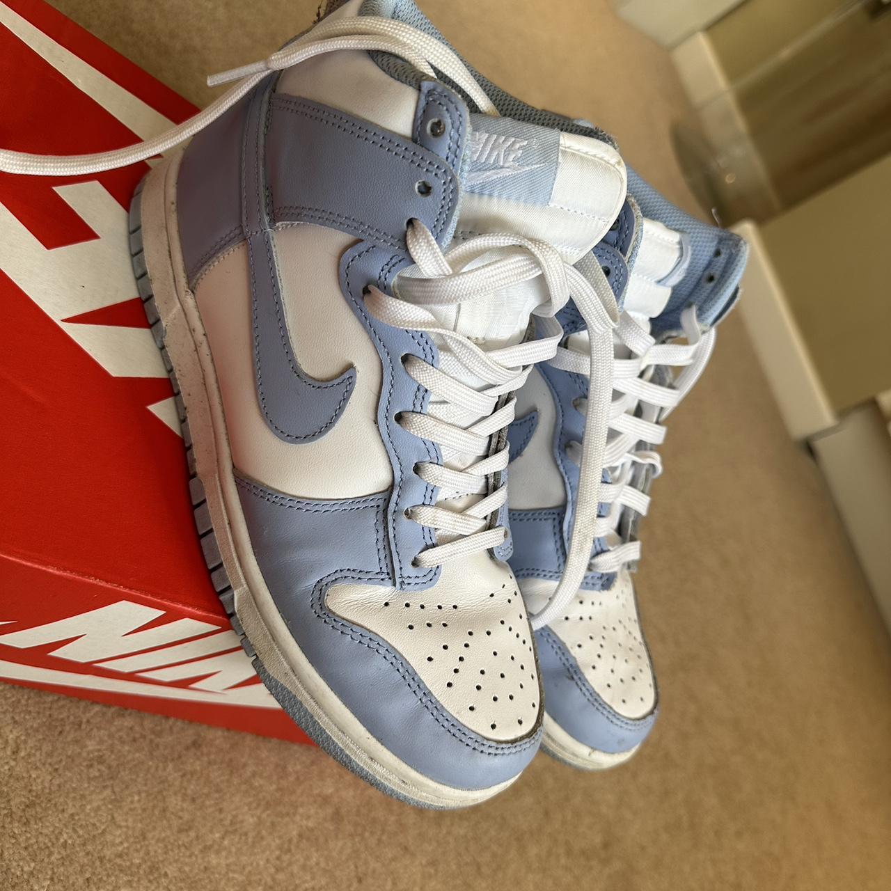 Baby Blue Nike Dunk High Tops , Size 4 - Depop