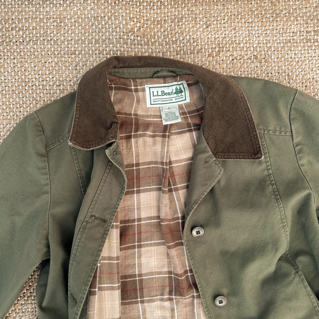 Vintage LL bean green barn coat with plaid lining.... - Depop