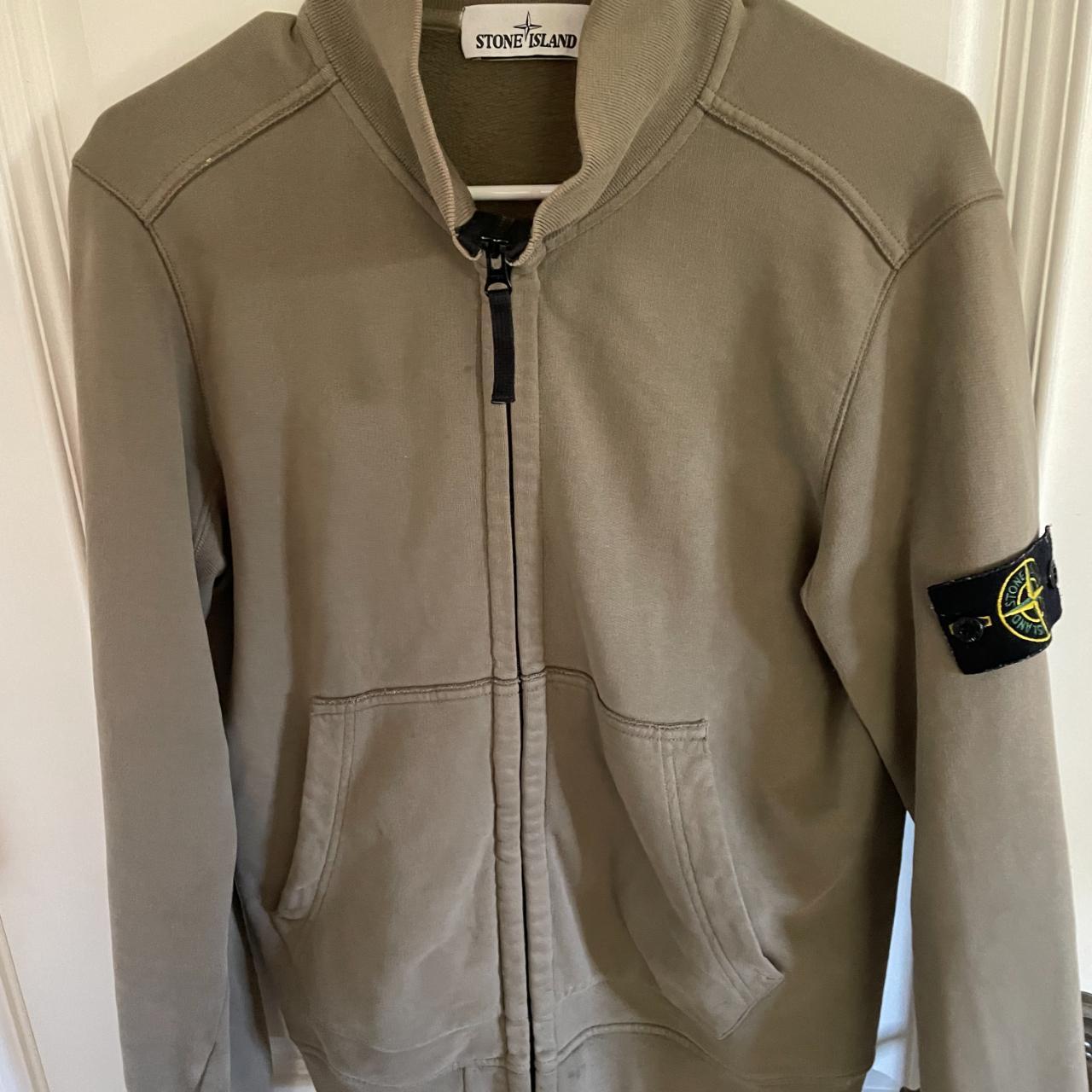 Stone Island Khaki zip-up Sweatshirt. Great Quality. - Depop