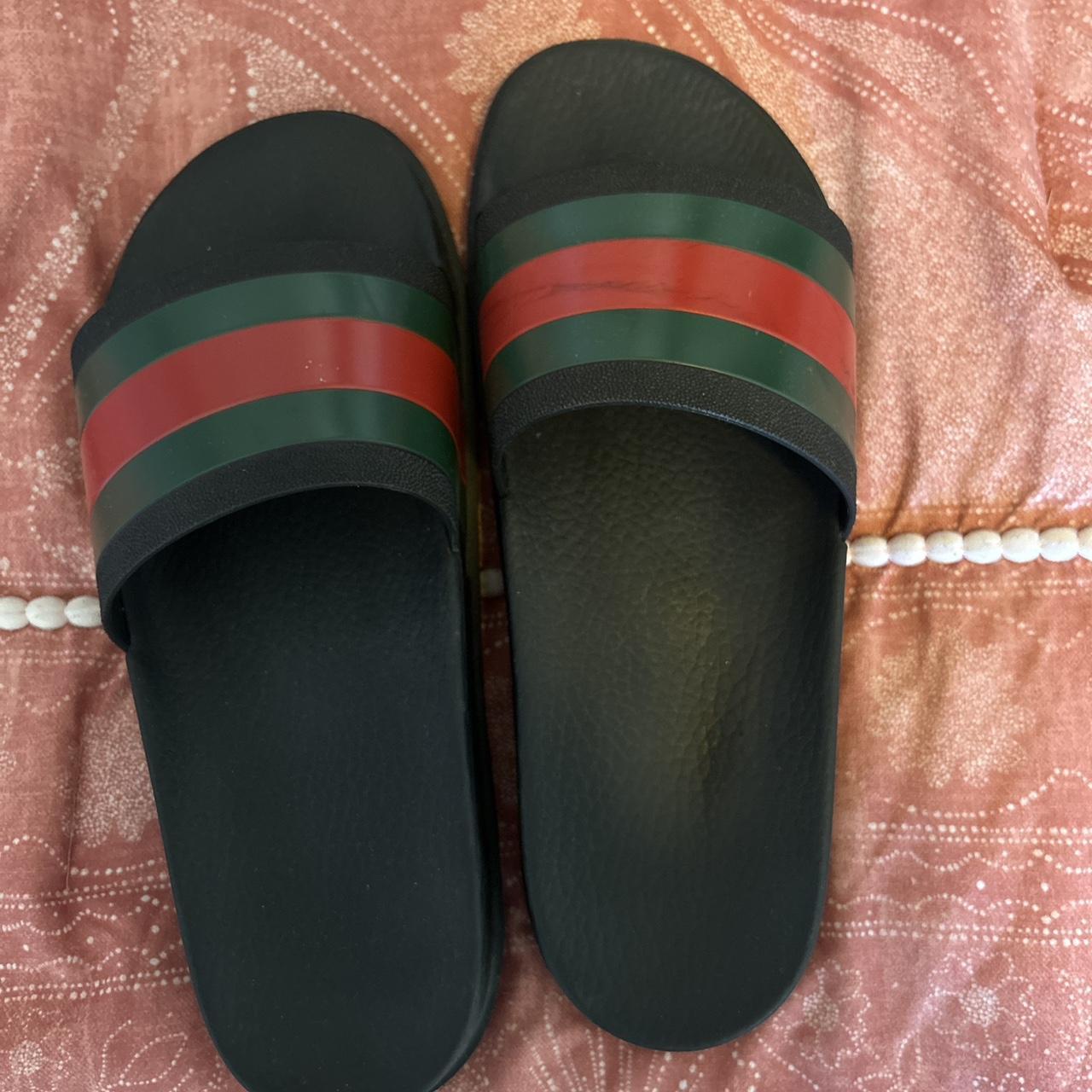 Gucci slides 100% authentic. Pre owned with a scuff... - Depop