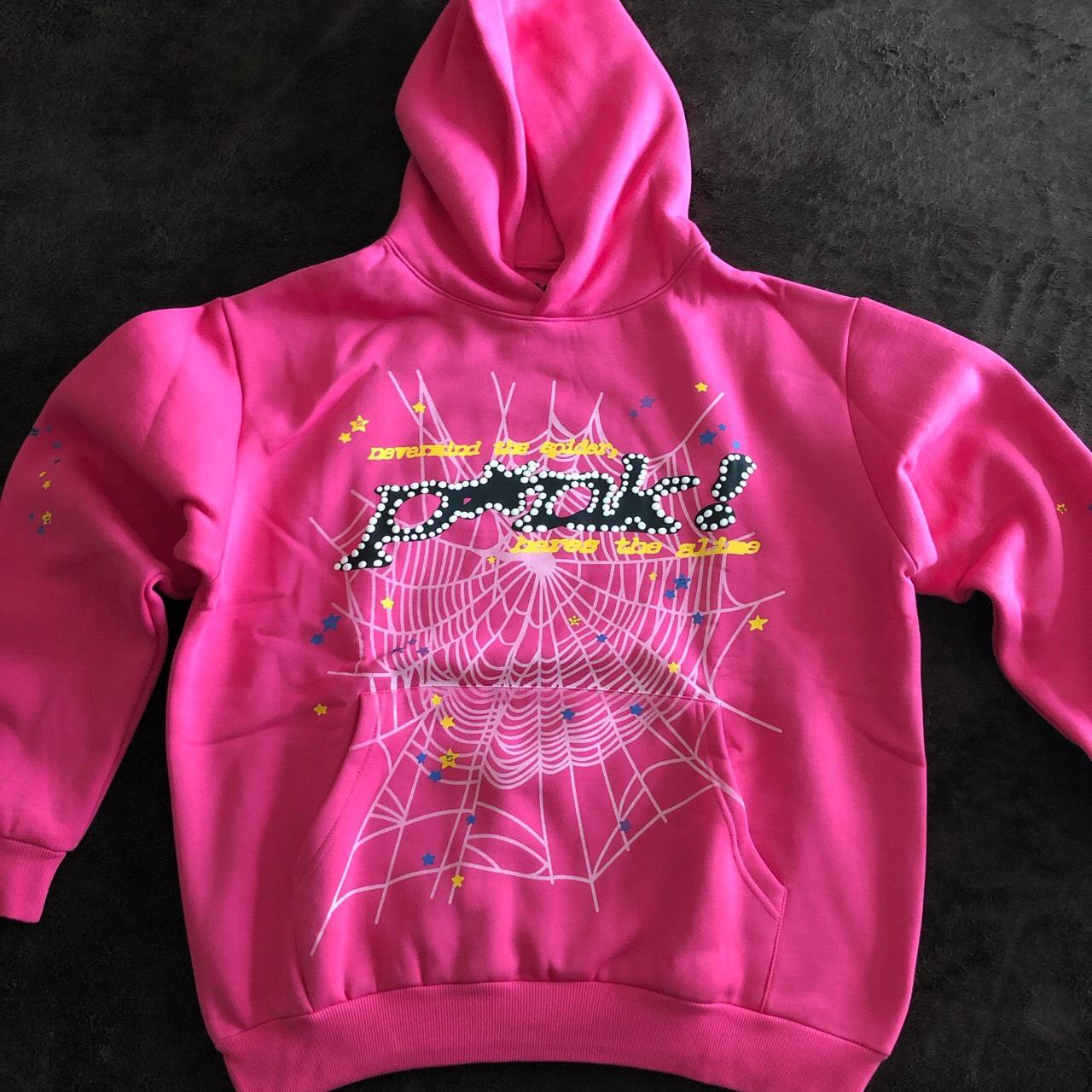 Spider Pink Hoodie Size Large Cotton 5 Left First... - Depop