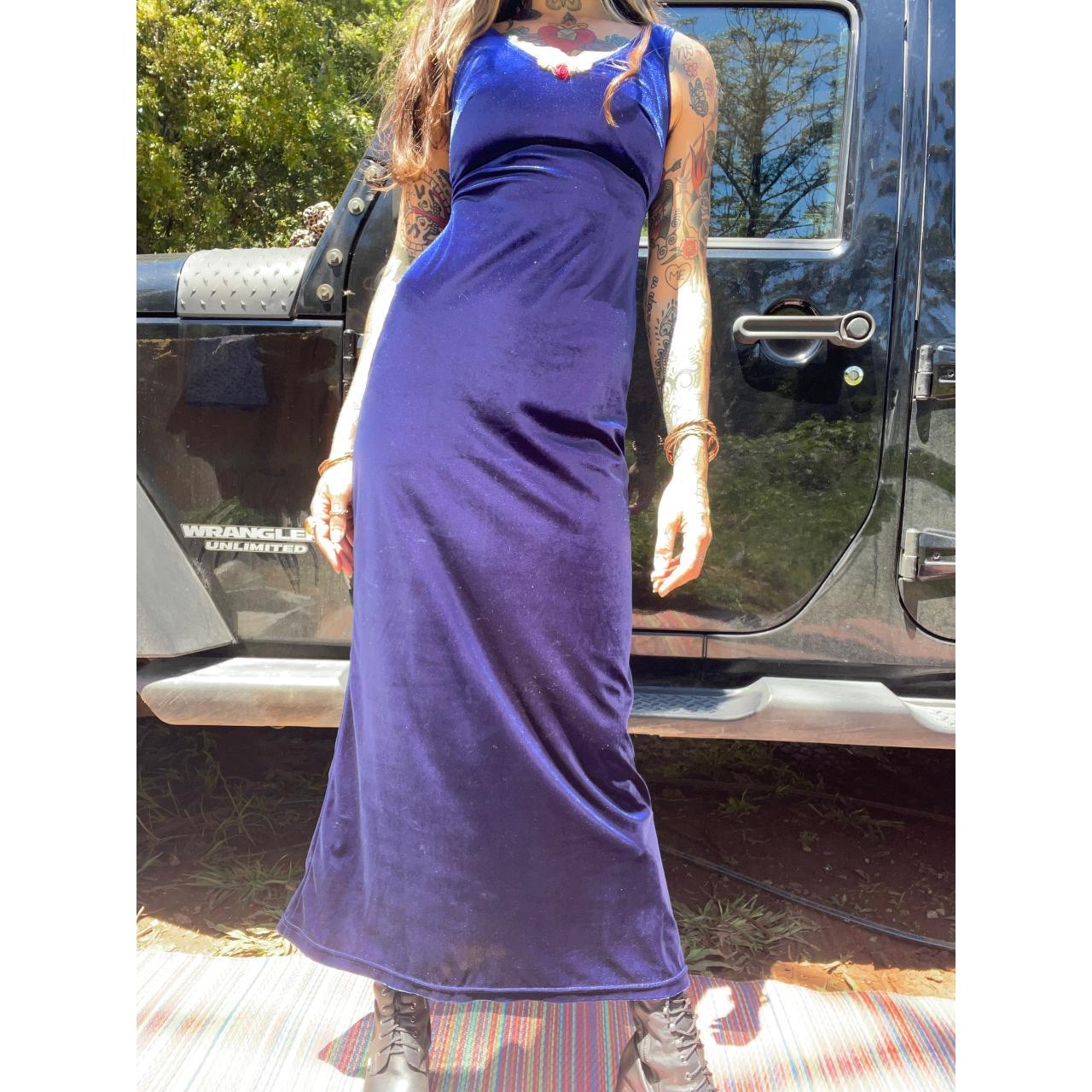 vintage 1990s "Miss Shop" by Myer royal blue velvet... - Depop